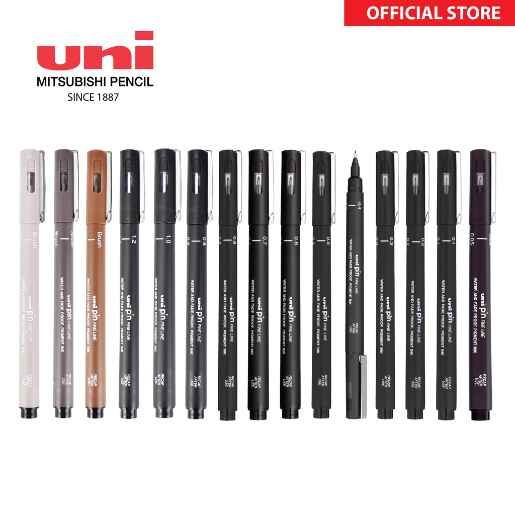 Uni Pin Fine Line Pigment Ink Drawing Pen (0.05mm - 1.2mm) PIN-200 ...
