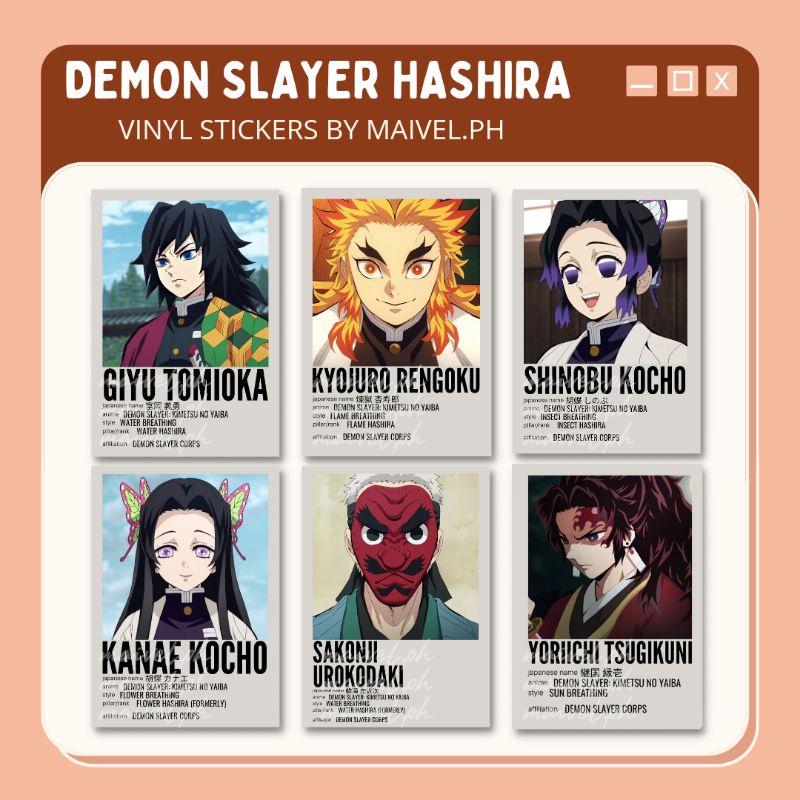 Demon Slayer Hashira Minimalist Poster Decor Vinyl Stickers or Photo ...