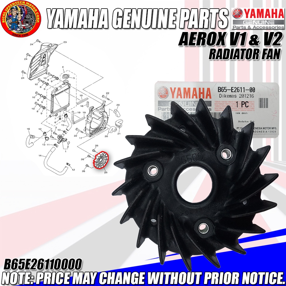 AEROX V1 & V2 RADIATOR FAN (YGP) (Genuine: B65-E2611-00) | Shopee ...