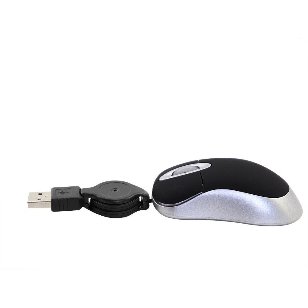 Portable Mini Mouse With Retractable Cord Optical USB Cable 1600 Dpi ...