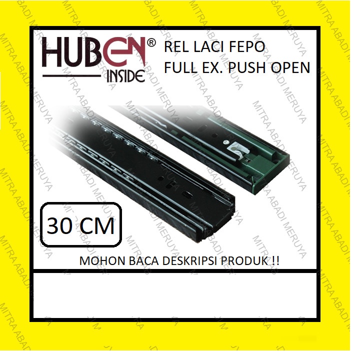 Huben FEPO 30 CM Push To Open Drawer Rail Full Extension Tip On PTO ...