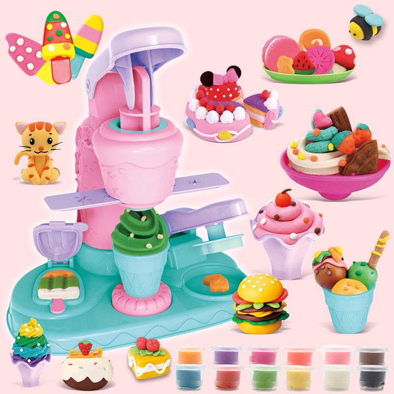 Ice Cream Color Clay Machine Toy Kids Handmade Ice Cream Confectionery ...