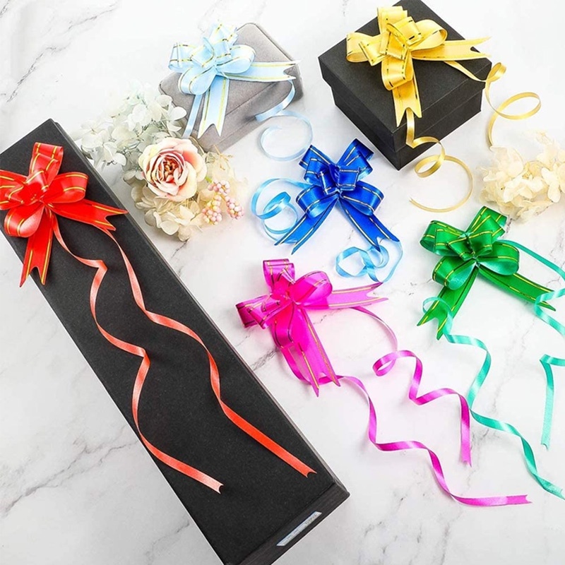 50pcs Pull Bow Ribbons Hand Drawn Flowers Decoration Festive Wedding ...