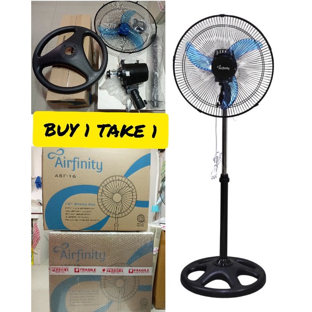 Buy 1 Get 1 16" black blue stand fan Airfinity Brandnew | Shopee ...