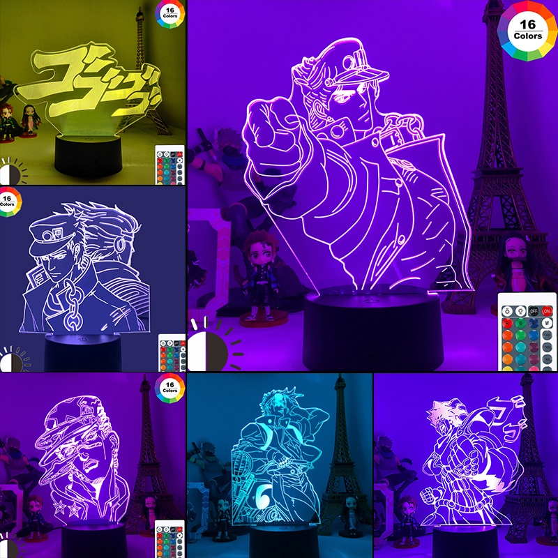 YT3 JoJo Bizarre Adventure LED Night Light Anime Figure Changing Touch ...