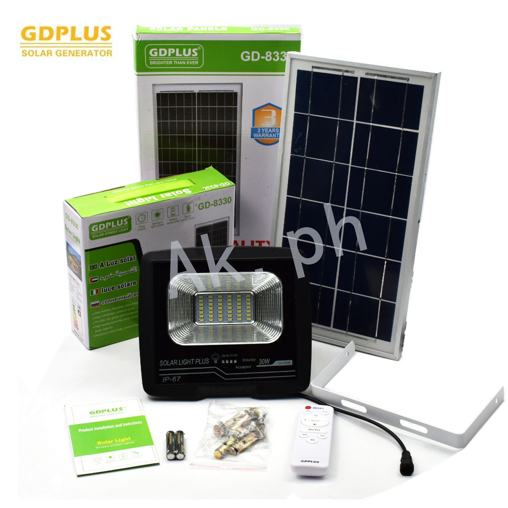GD-plus GD-8330 Solar Floodlight/Solar Street Light 30W | Shopee ...