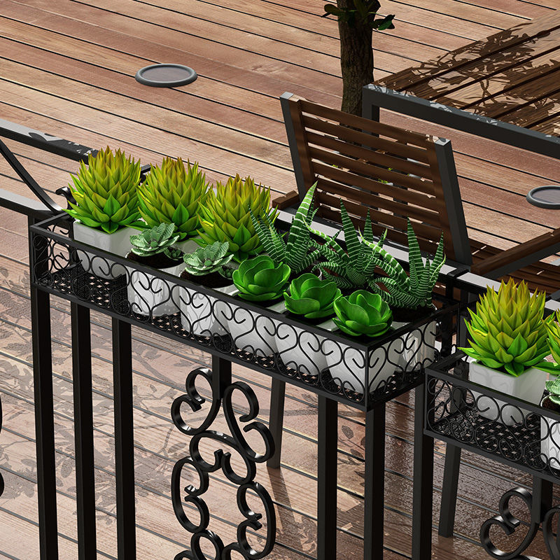 Balcony Flower Rack Shelf Railing Hanging Window Sill Succulent Flower ...