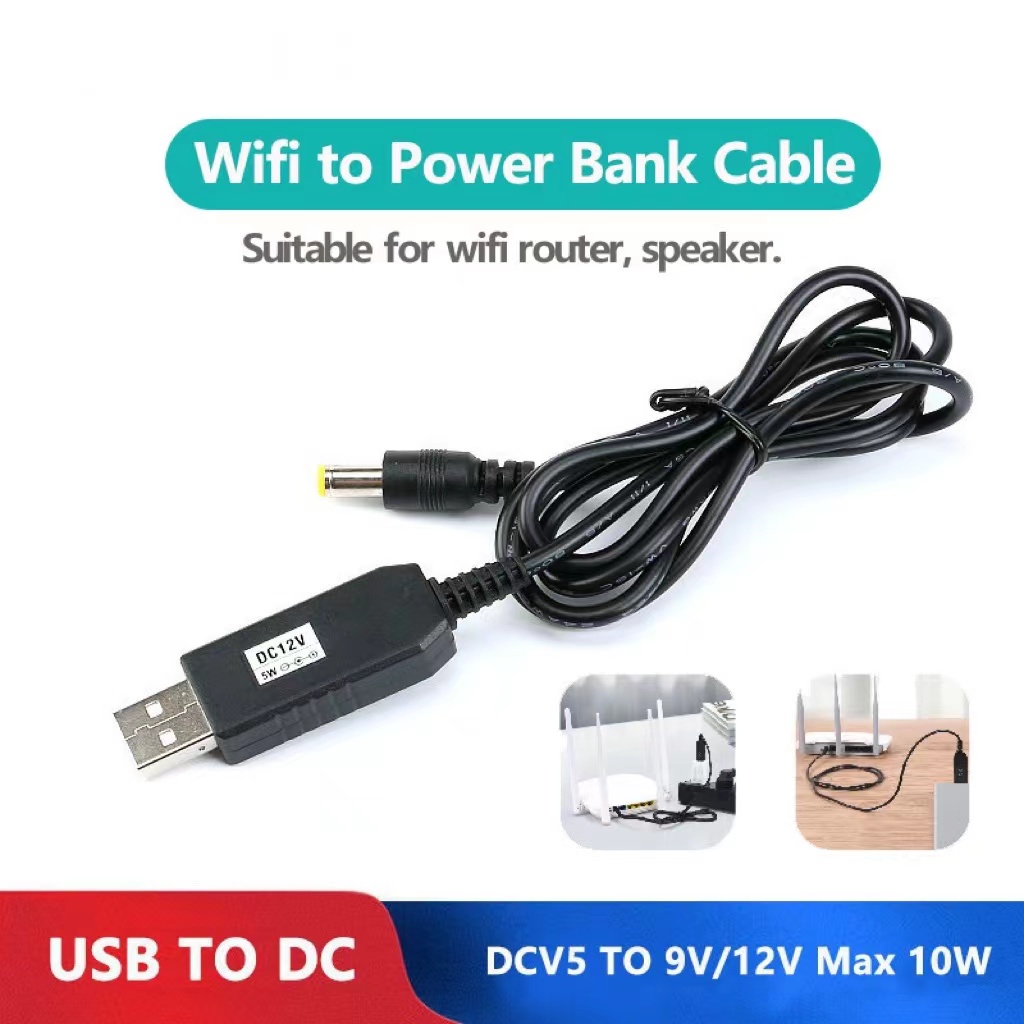 WiFi to Power bank Connector DC 12V USB Cable Boost Converter Step-up ...