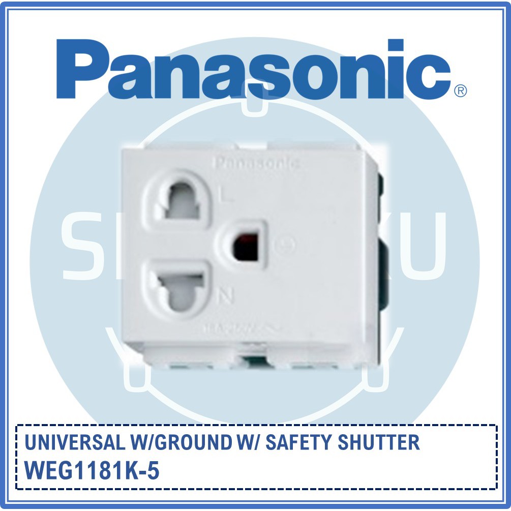 PANASONIC WIDE SERIES UNIVERSAL OUTLET W/ GROUND & SAFETY SHUTTER ...