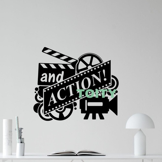 Filming Art Cinema Movie Wall Sticker Acter Producer Filmstrip Vinyl ...