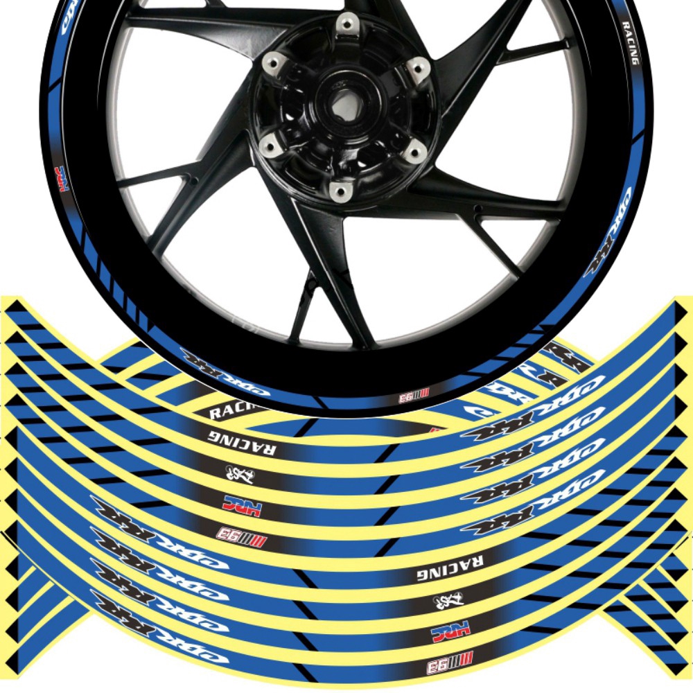 16PCS 17/18 inch Motorcycle Reflective Rim Wheel Decals Wheel hub ...