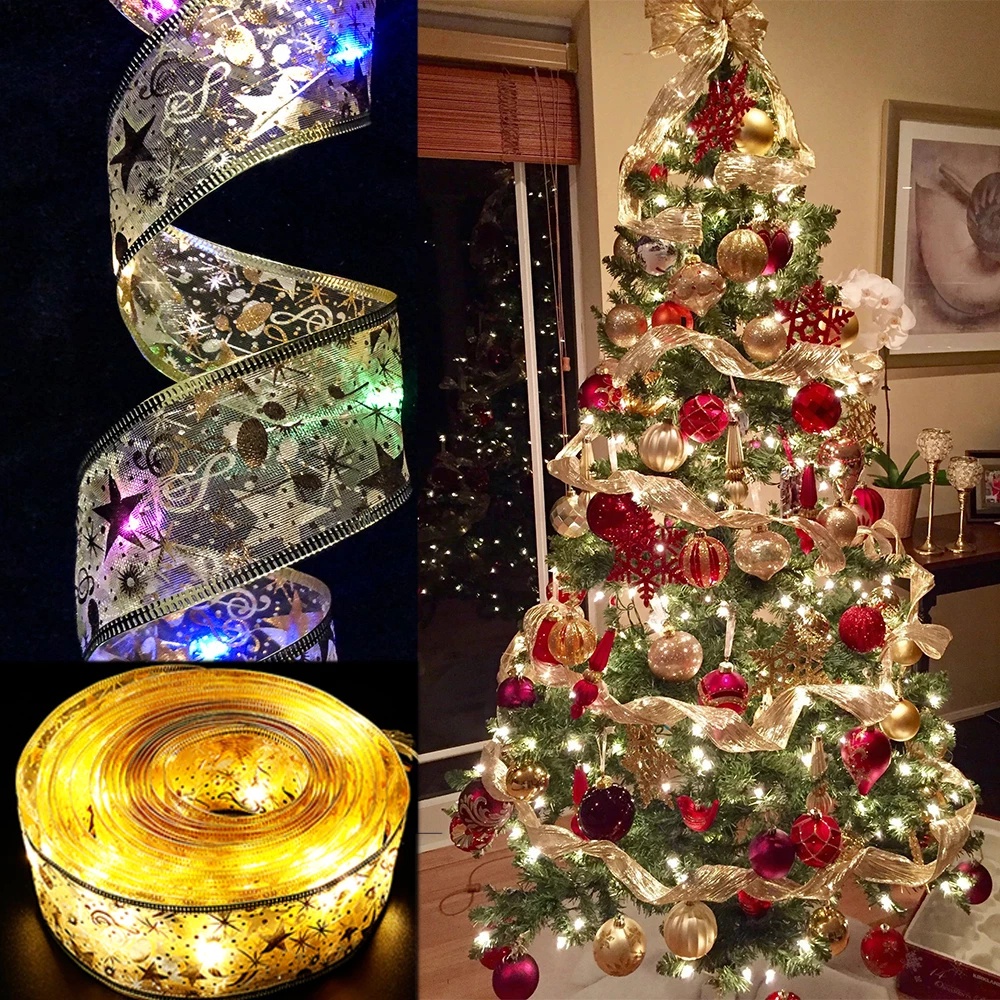 1M/2M Christmas Decoration LED Ribbon Lights Christmas Tree Ornaments ...