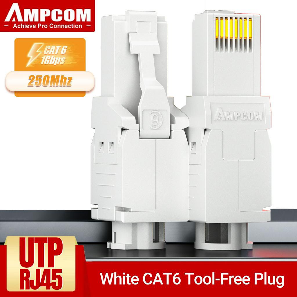 AMPCOM RJ45 Connectors Modular Plug, CAT6A CAT6 UTP Network Toolless Connector Ethernet Plugs ...