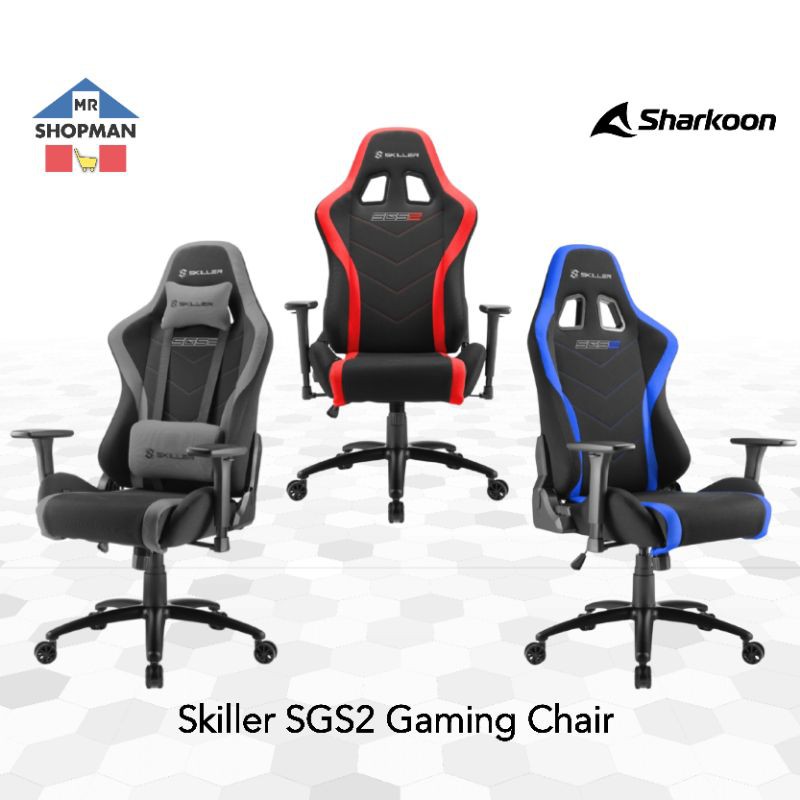 Sharkoon Skiller SGS2 Gaming Chair Seat Gray Red Blue Green | Shopee ...
