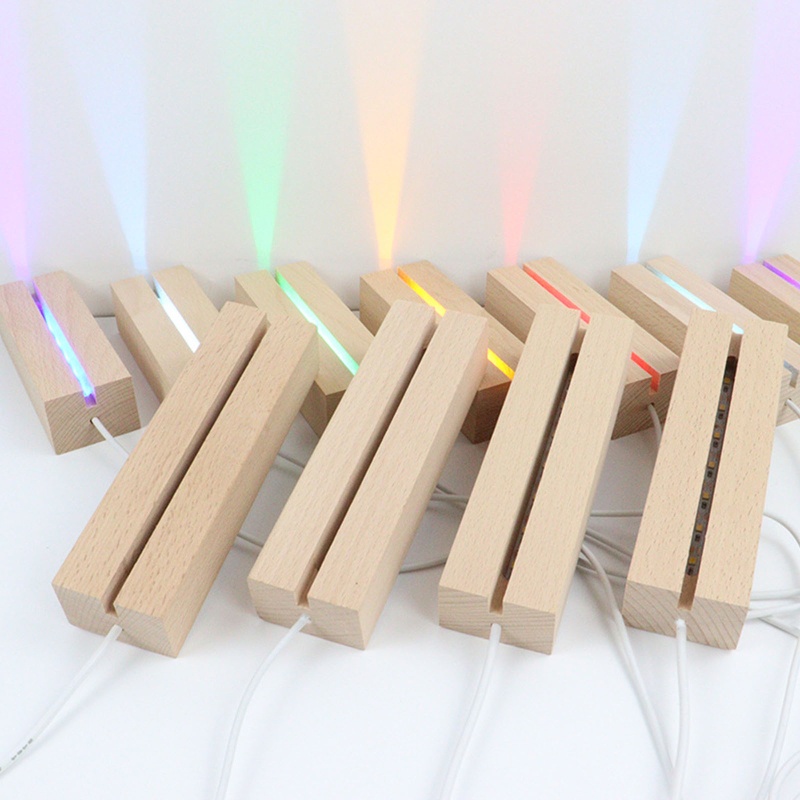 SIY Rectangle LED Light Display Base Stand Night Light Base Wood Light ...