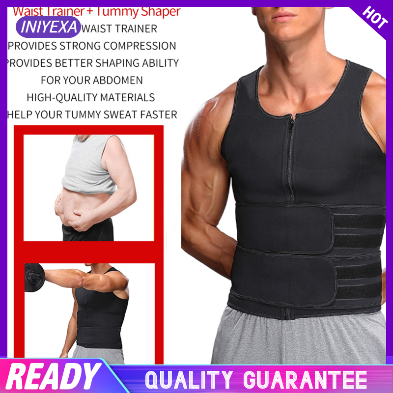 Neoprene Sauna Suit for Men Vest Zipper Body Shaper with Adjustable ...