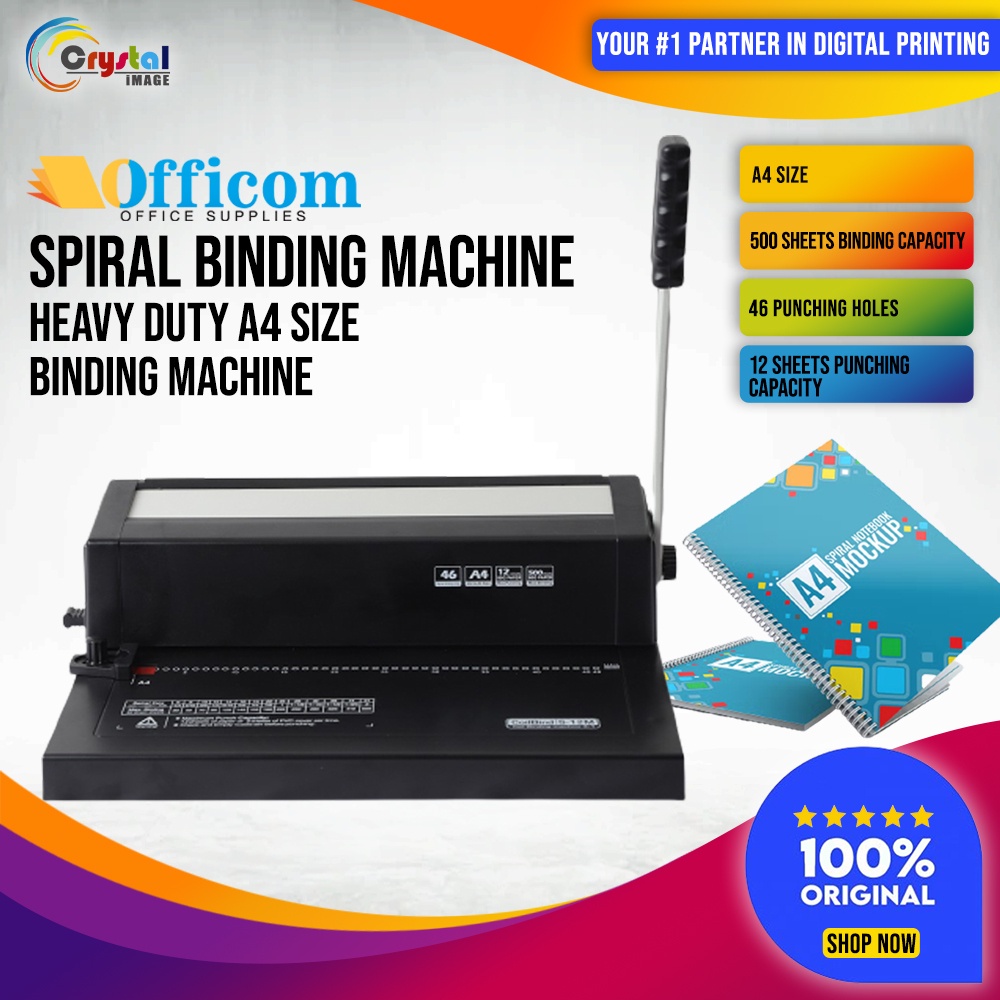 Spiral Binding Machine S12M Officom Heavy Duty A4 Size Binding Machine | Shopee Philippines
