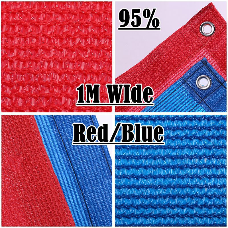 Red/Blue Sun Shade Net 1M Wide Home Garden Sail 95% Shading Anti-UV ...