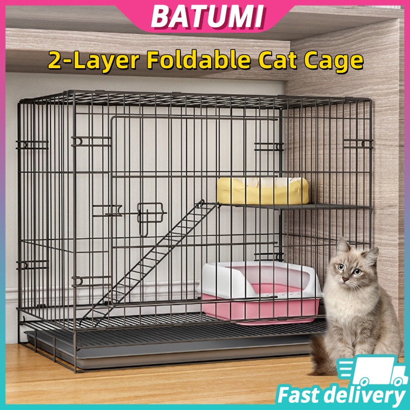 Cat Cage Collapsible 2/ 3 layers Cat Cage With Free Poop Tray Pet Cage ...