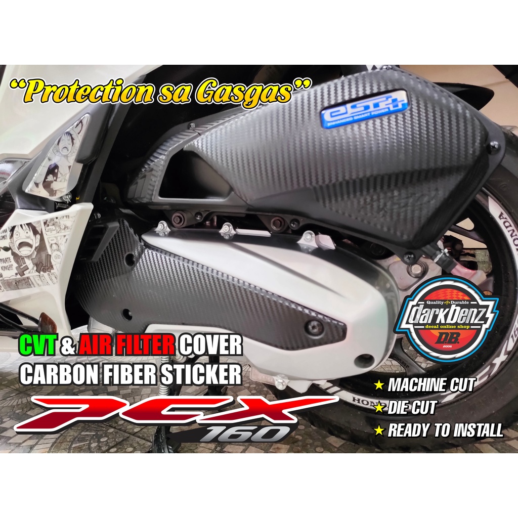 Honda PCX 160 V1 Black 3D Matte Carbon Fiber Sticker Decals | custom ...