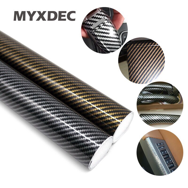 6D Carbon Fiber Vinyl Silver Gold Car Wrap Sheet Roll Glossy Film Car ...