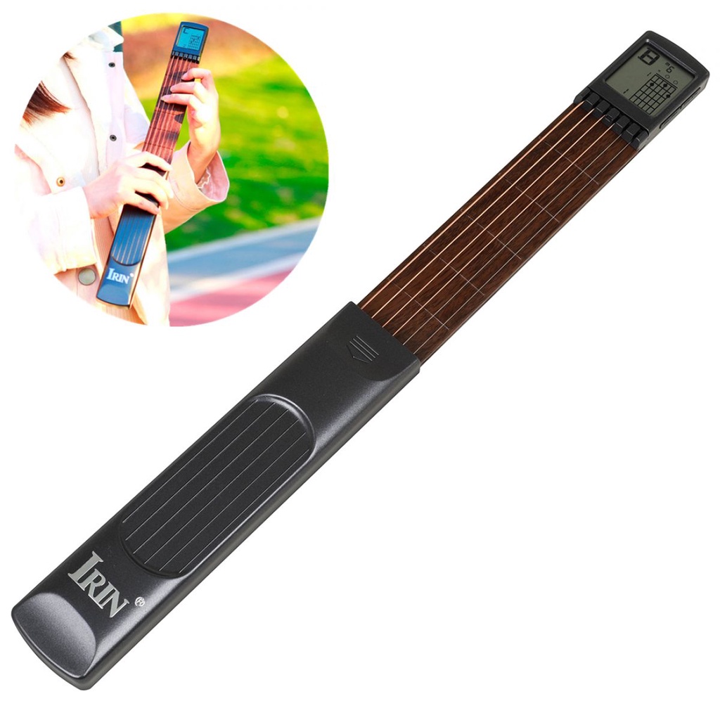 Portable Pocket Guitar 6 Strings Chord Trainer with Chart Screen Finger ...