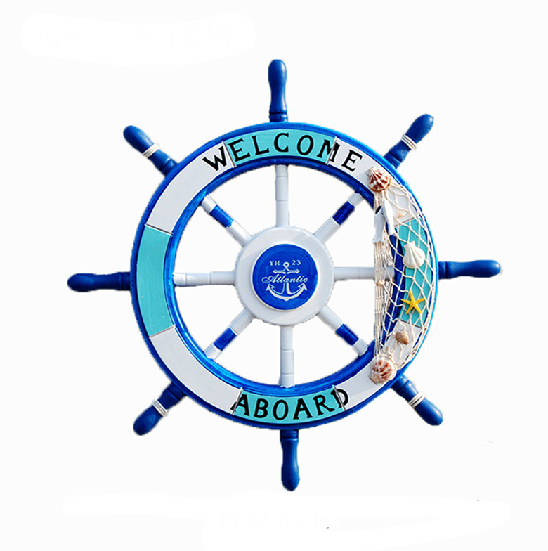 45cm Wood Ship Steering Wheel Wall Plaque Nautical Beach Tropical Decor ...