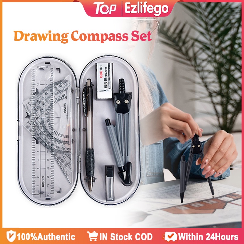 8PCS/Set Drawing Compass Ruler Kit Math Tool Kit Compass for Geometry ...