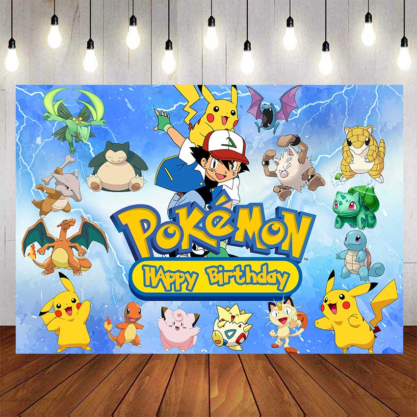Pokemon Birthday Backdrop For Photography Baby Shower Kids Children ...