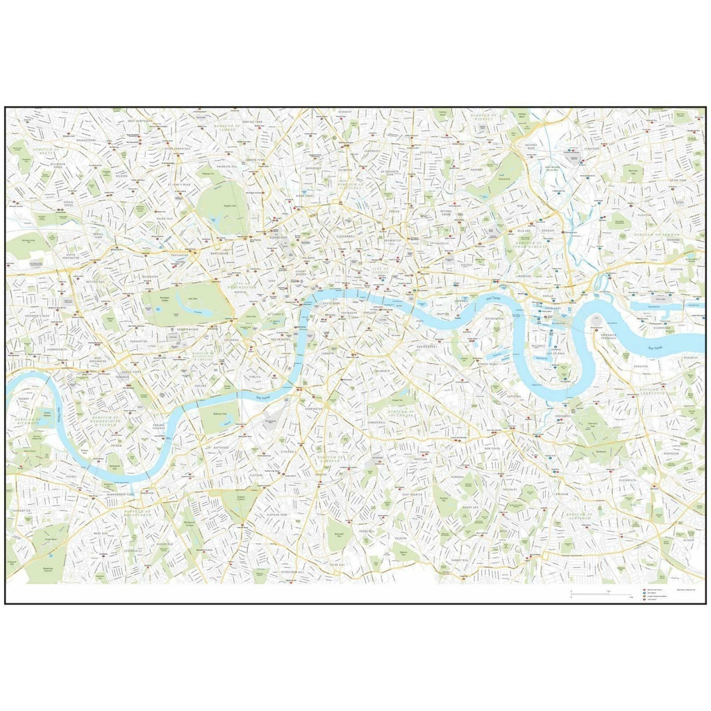 Detailed Map Of London Boroughs Giant Art Silk Poster Home Wall Decor ...