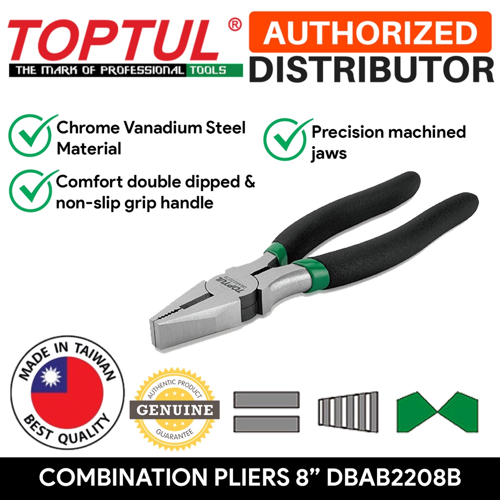 ORIGINAL TOPTUL Combination Pliers 6" / 7" / 8" Linesman Type Wire ...