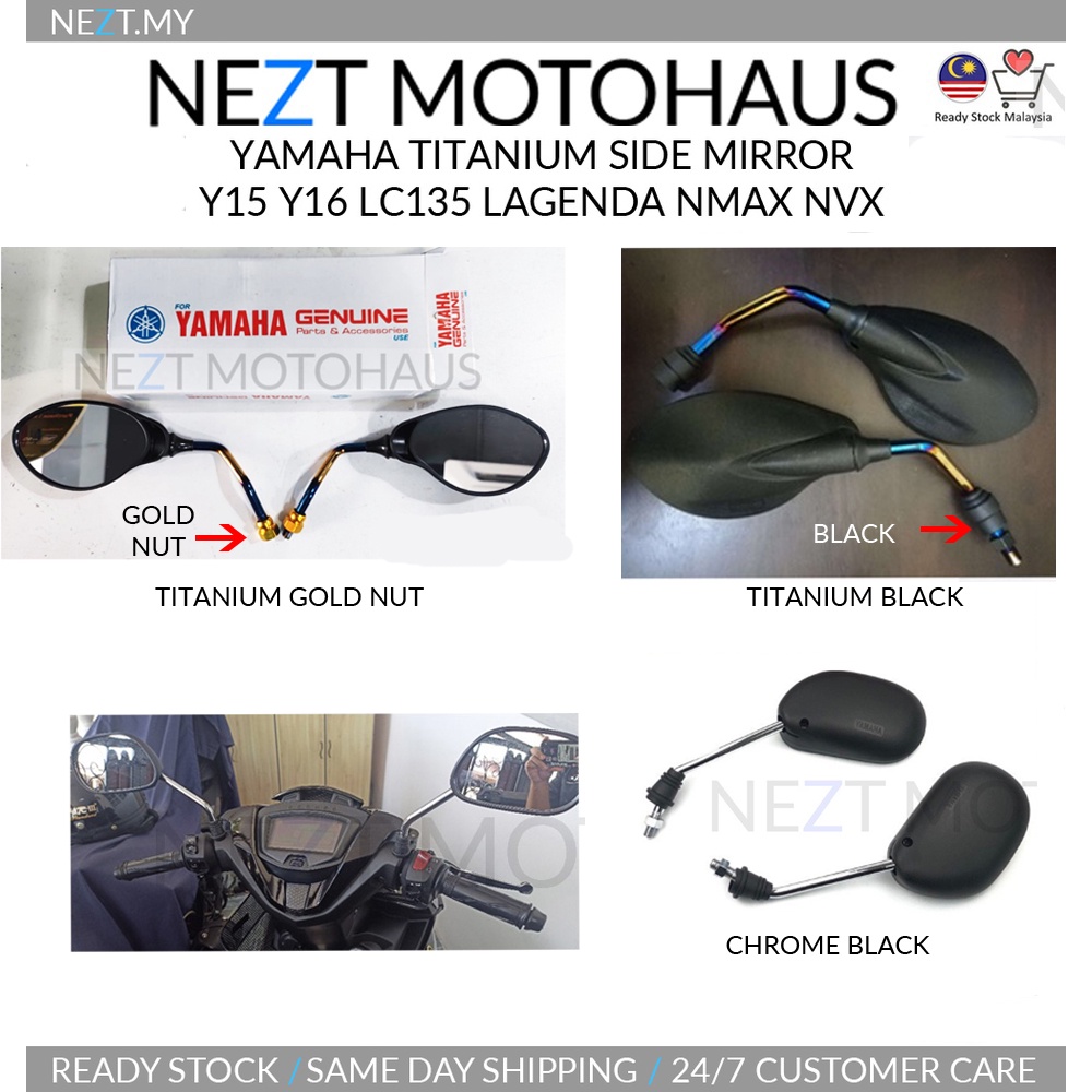 Yamaha Titanium / Chrome Look Side Mirror Cermin Motor Y15 Y16 LC135 MT15 Lagenda NMAX NVX ...