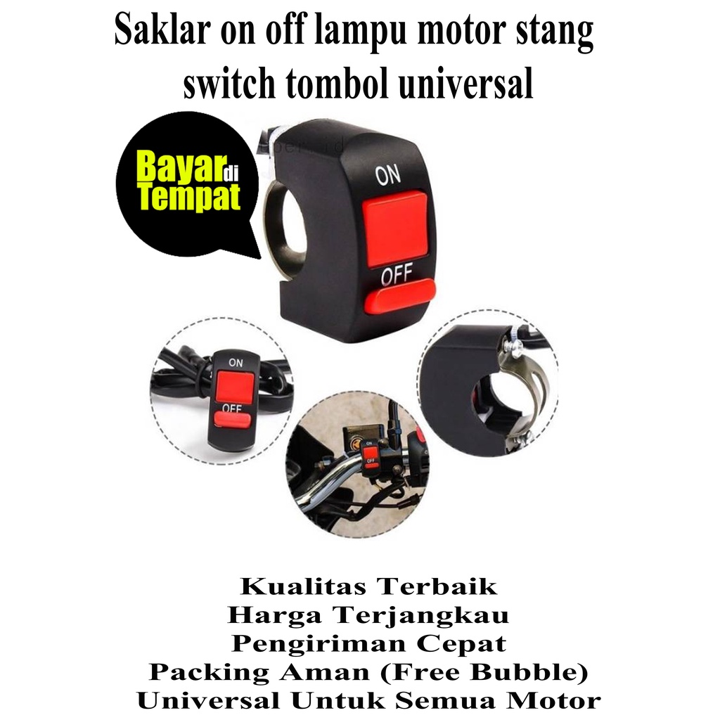 TOMBOL On off switch Motorcycle Light Handlebar universal Button switch ...