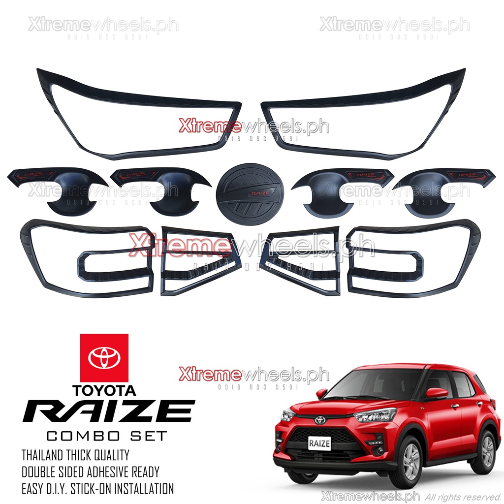 Toyota Raize 2022-2025 Matte Black Combo Set with Red Raize Logo ...