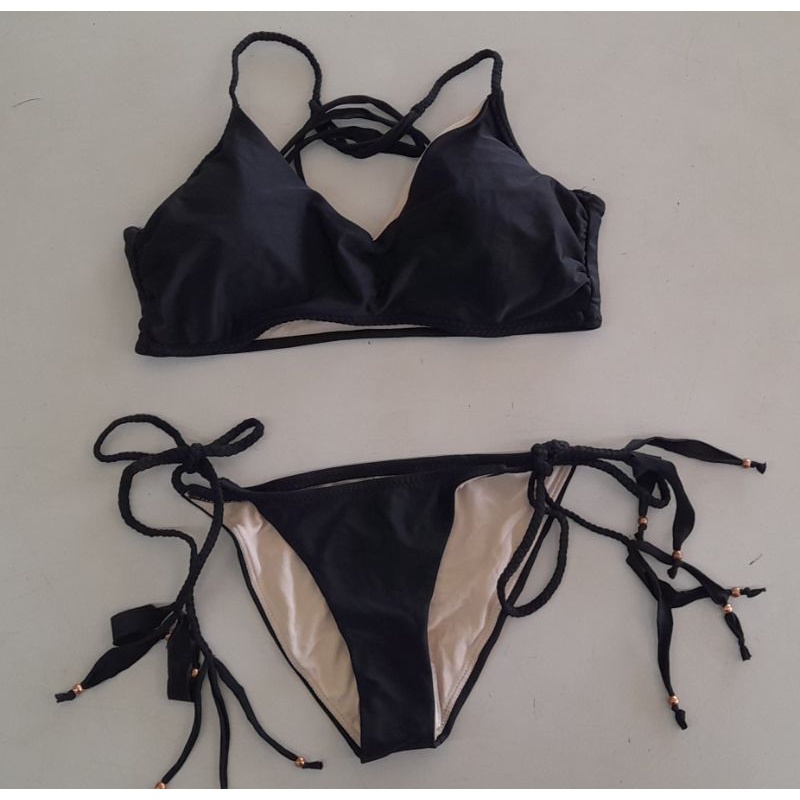 VANILLA BEACH Women's Bralette String Tie Bikini - Black | Shopee ...
