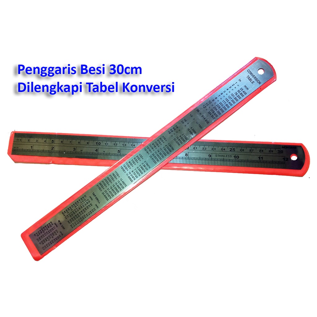 Original 30cm Iron Ruler + Conversion Table - Roll - Stainless Ruler ...