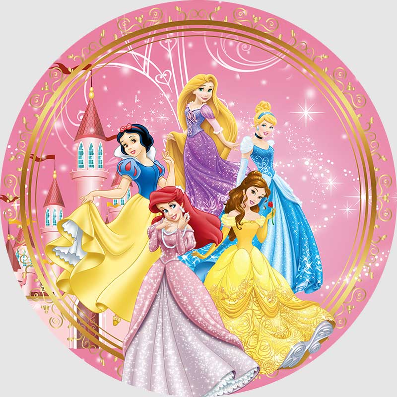 Round Design For Pink Princess Backdrop for Children Girls Pink Castle ...