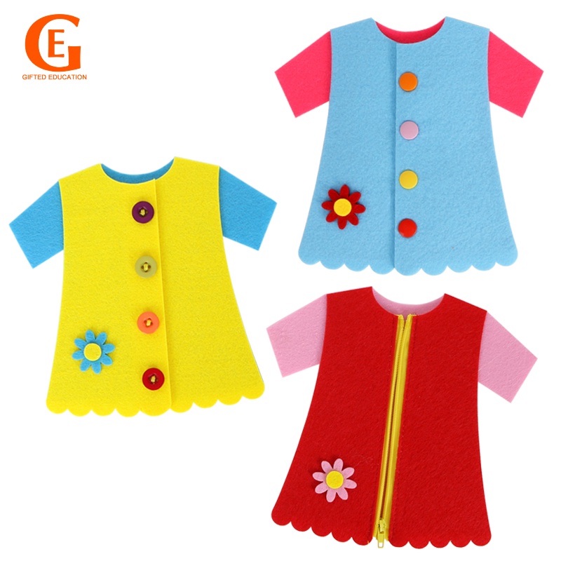 Children Montessori Zipper Buttons Toy Learn To Wear Clothes Fine Motor ...