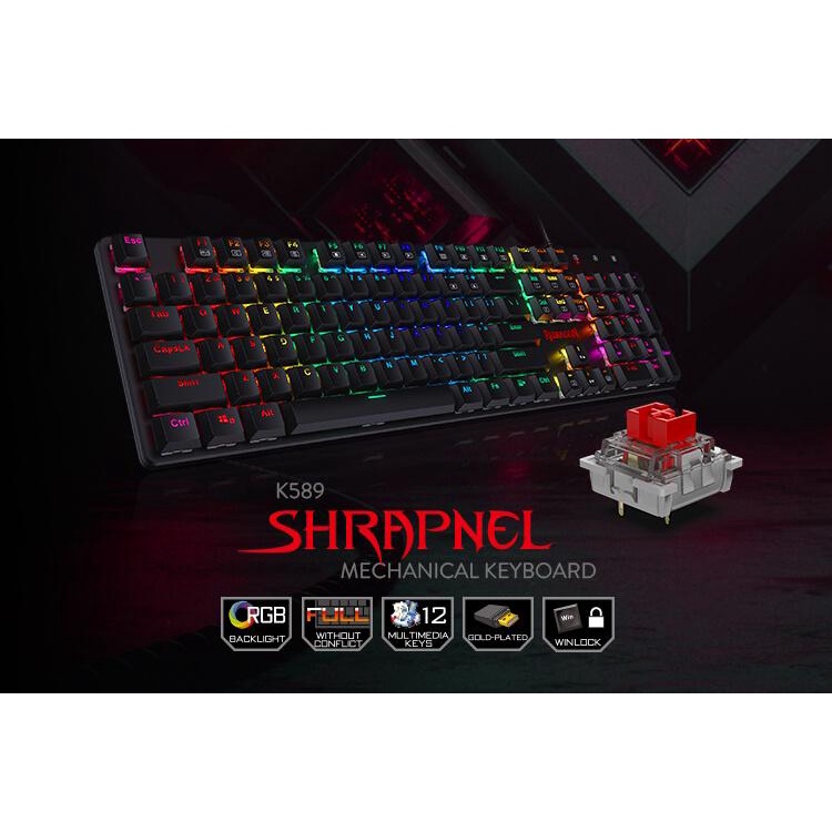 Redragon K589 Shrapnel RGB Backlit Wired Mechanical Gaming Keyboard 104 ...