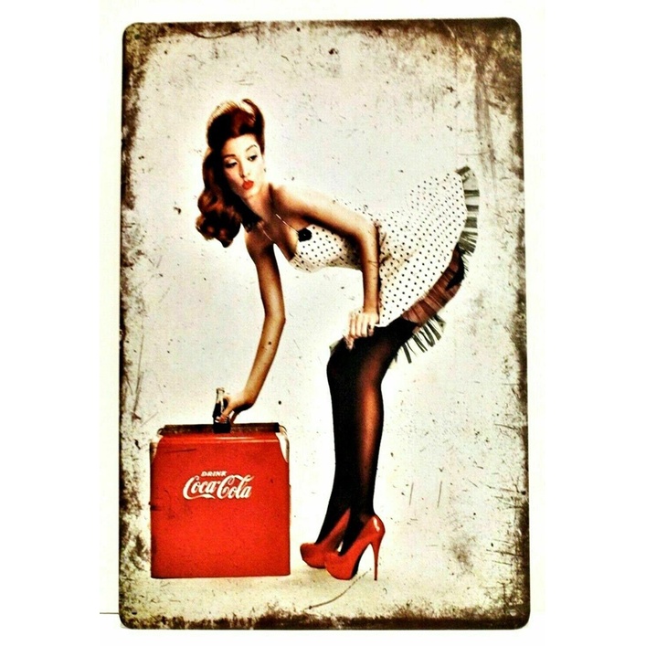 Coca Cola Coke Sexy Pinup Girl Tin Poster Rustic Vintage Ad Style Diner ...