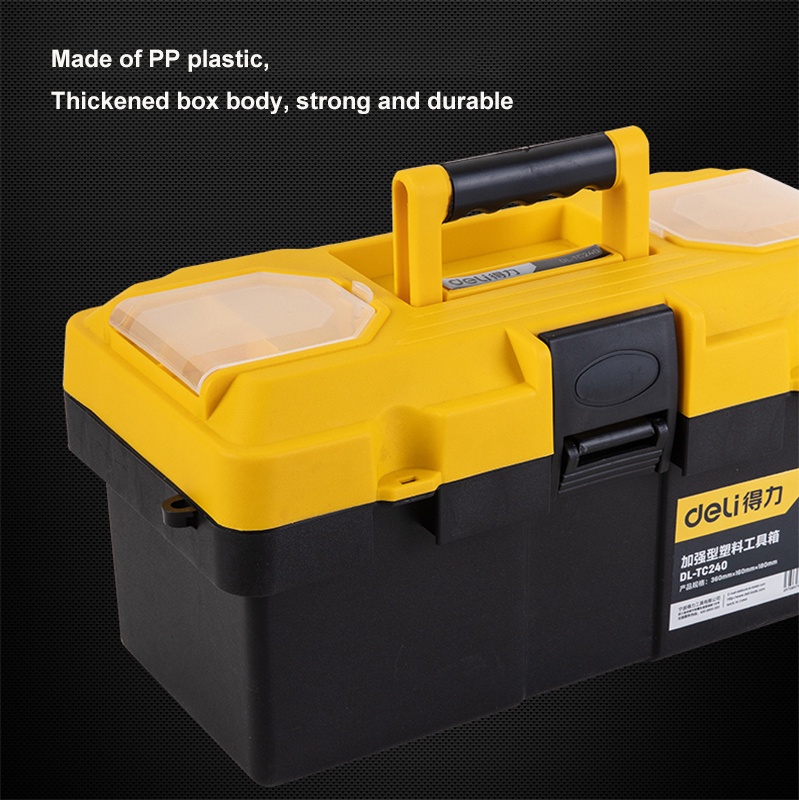 Deli 12-19 inch Heavy Duty Tool Box Toolbox Double Layer Plastic Tool ...
