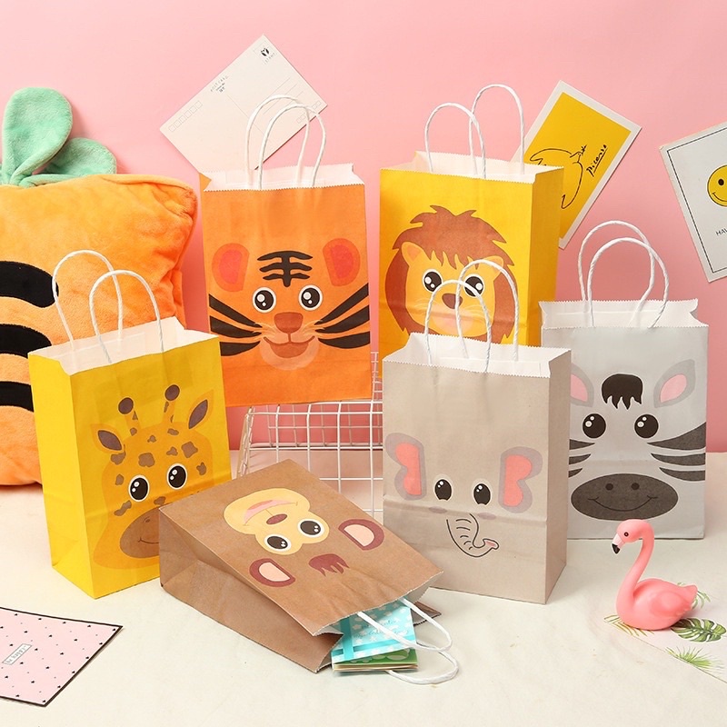 12pcs jungle safari theme Loot bag Loot Box paper Bag Balloon Headband ...