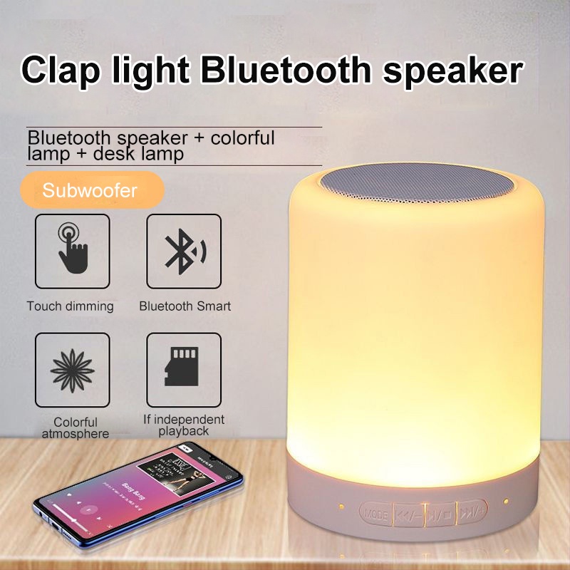 Bluetooth Speaker with LED Night Lamp Touch Sensor Usb Rechargeable ...