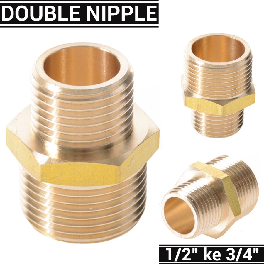 Double nepel reducer 3/4 to 1/2 sock Brass outer thread pipe | Shopee ...