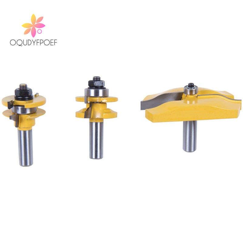 3 PCS Router Bit Set, 1/2-Inch Shaker Raised Panel Round Over Cabinet ...