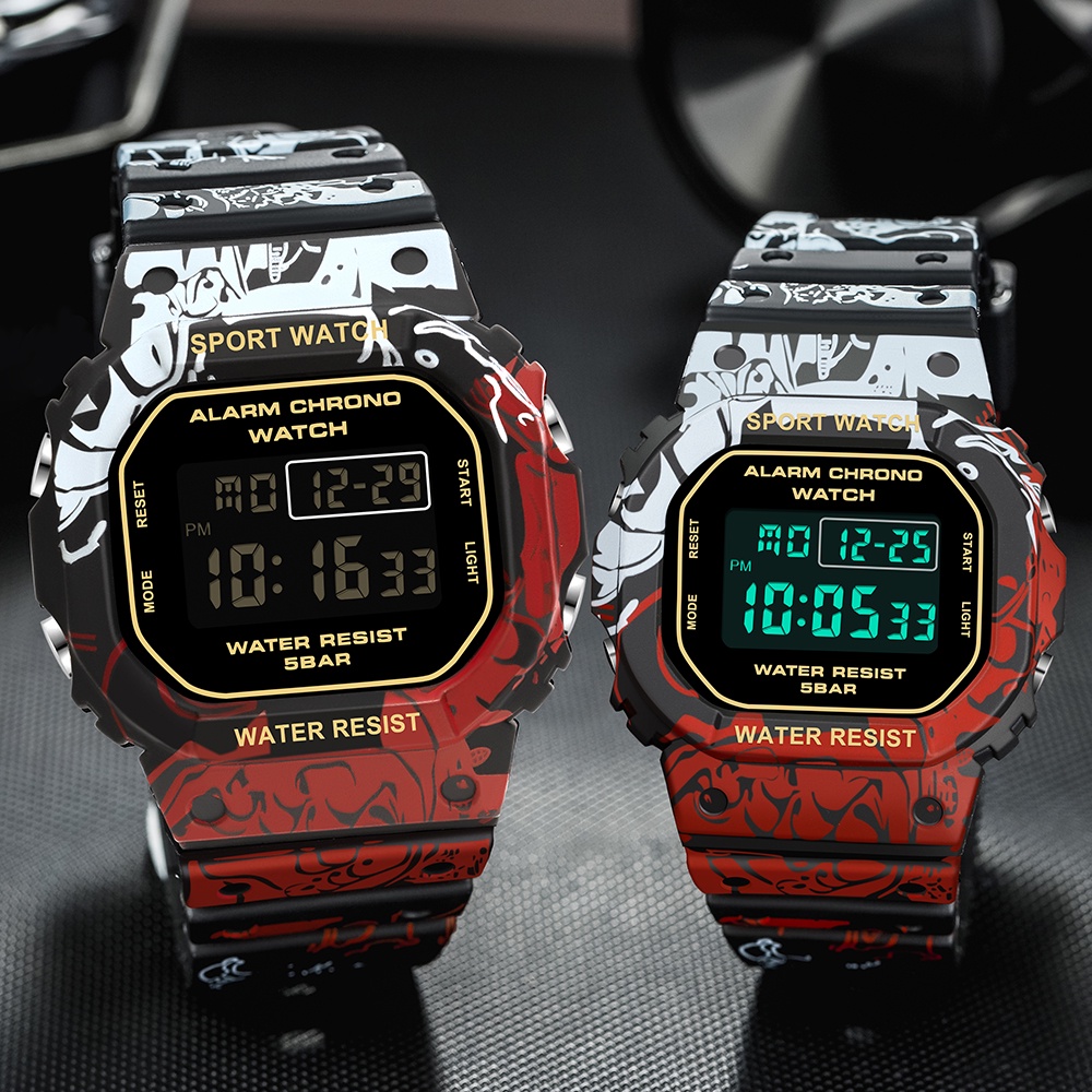 SANDA Couple Watches Luxury Brand Men's Women's Watches LED Digital ...