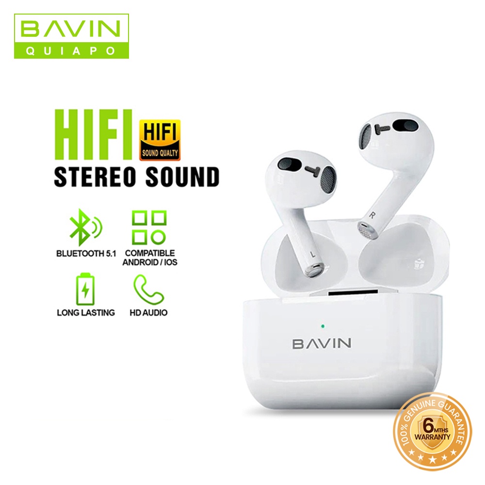 BAVIN BA26 TWS Wireless Earbuds Bluetooth5.1 Earphone Hi-Fi Audio ...