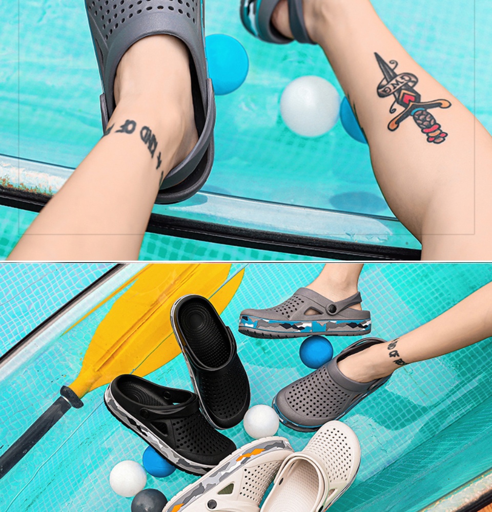 GUKOO Sandals for Men Slip on Garden Shoes Beach Shoes Flip Flops Beach ...