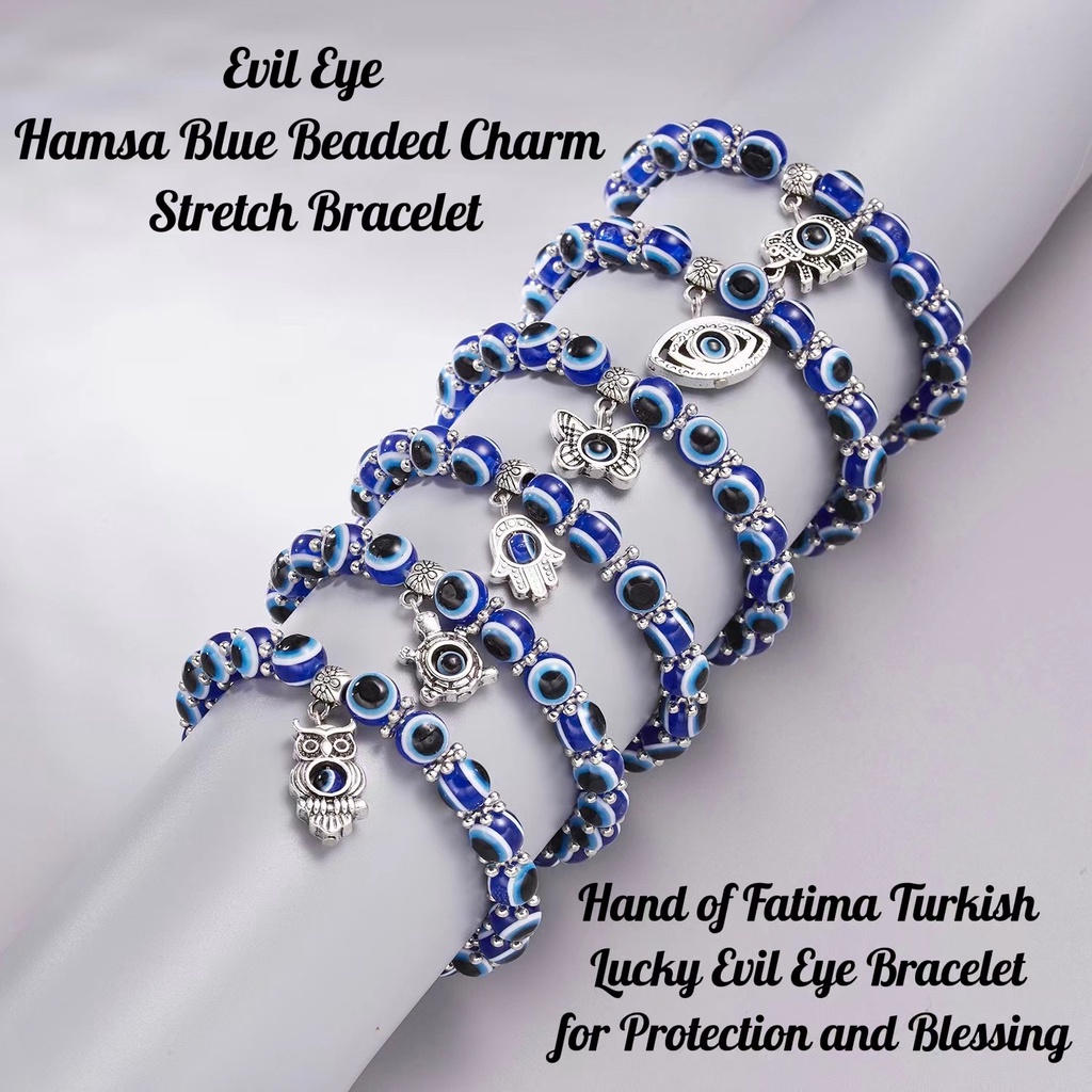 Evil Eye Hamsa Blue Hand of Fatima Turkish Lucky Evil Eye Bracelet for ...