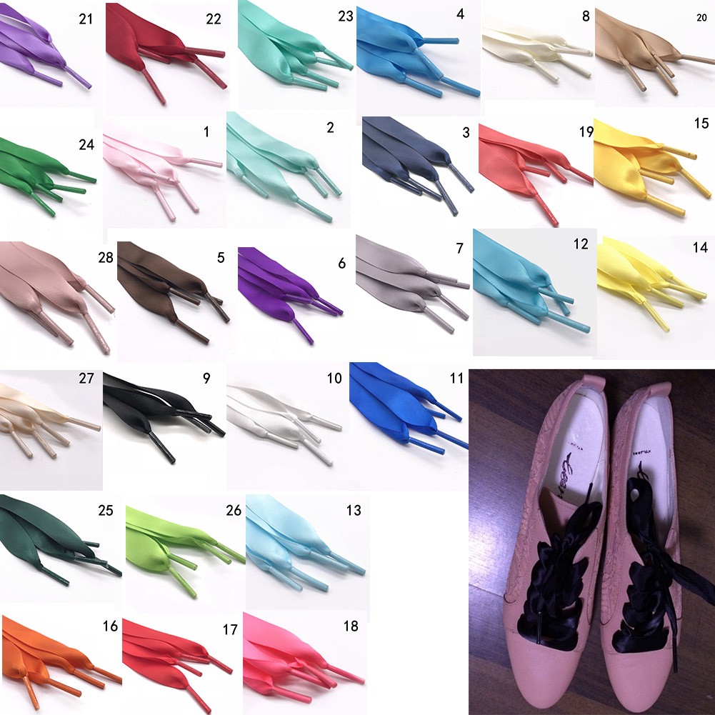 2CM Wide 120cm Flat Silk Ribbon Shoelaces Shoe Laces Sneaker | Shopee ...